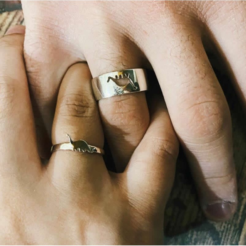 Girlfriend And Boyfriend Matching Dinosaur Rings Couple Promise_MuFree