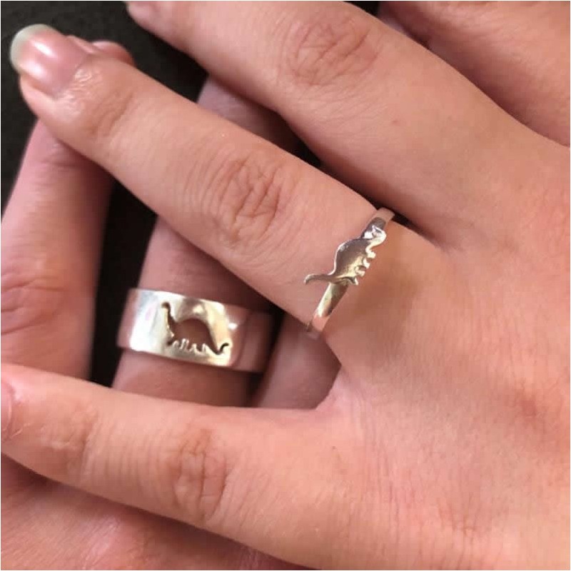 Girlfriend And Boyfriend Matching Dinosaur Rings Couple Promise_MuFree